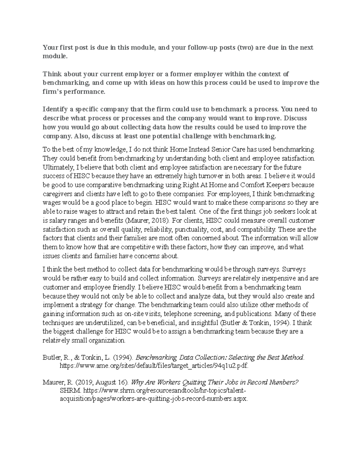 Discussion Question and Answer Module 3 - Your first post is due in ...