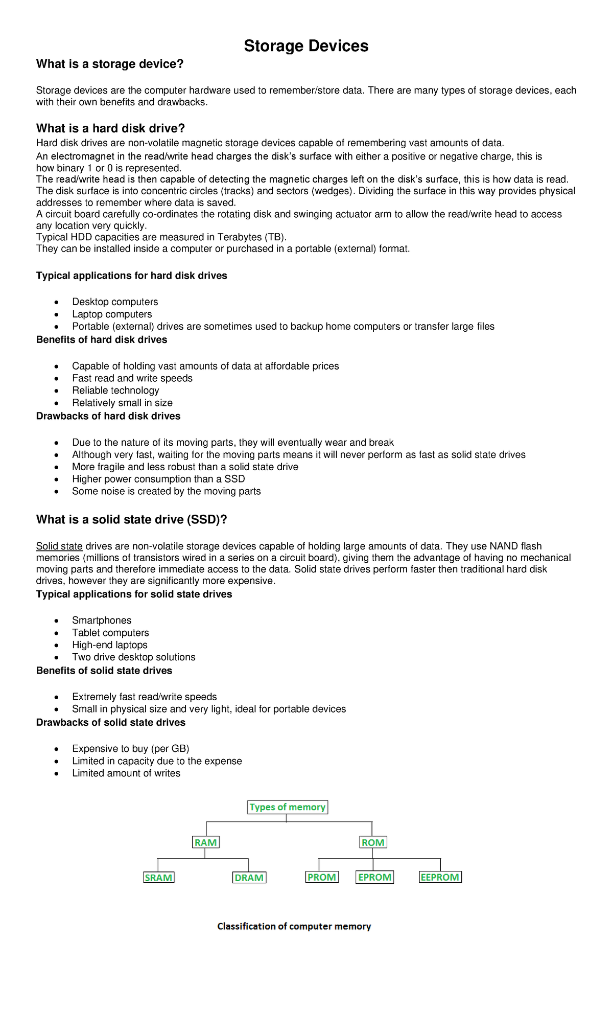 Storage Devices - All Notes IT skill ADP 1st - Storage Devices What is ...