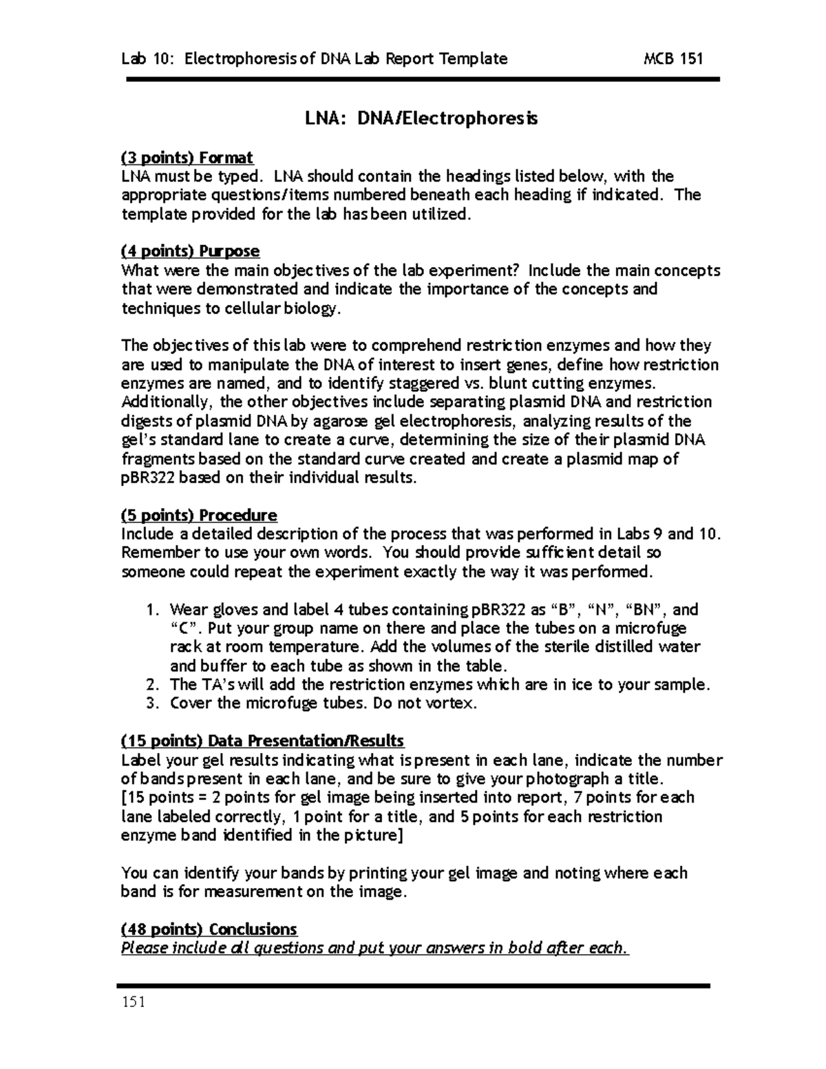 LNA Electrophoresis - Lab 10: Electrophoresis of DNA Lab Report ...