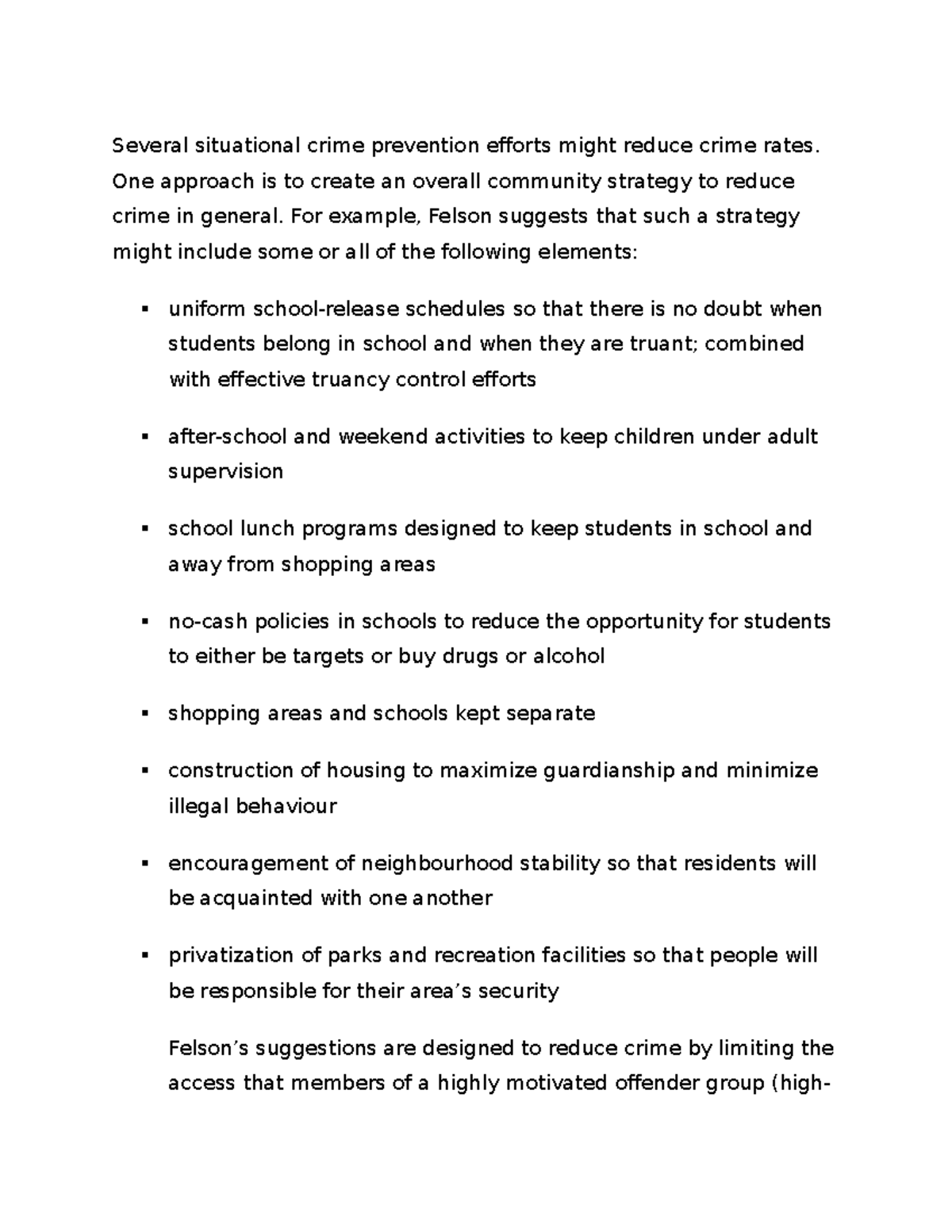 Crime prevention strategies - Several situational crime prevention ...