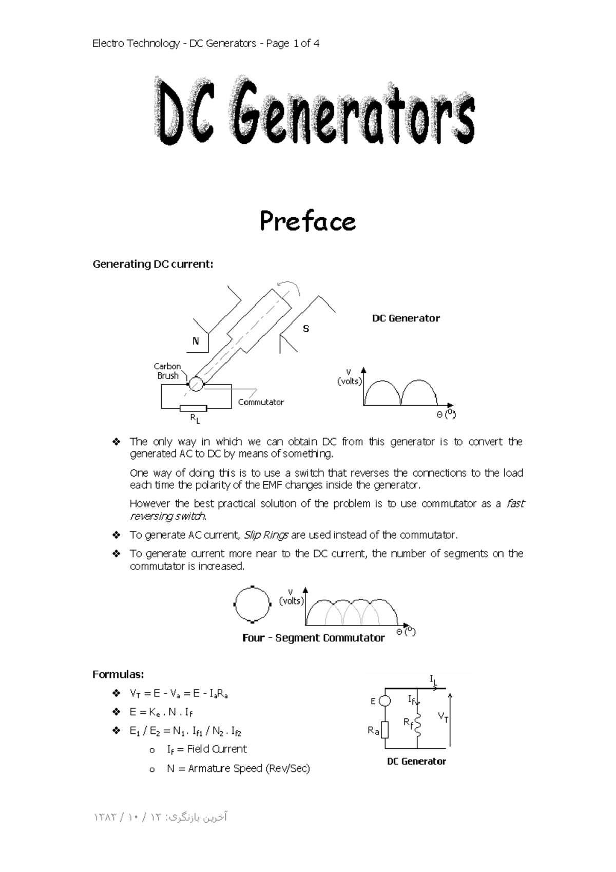 E DC Generators - - Studocu