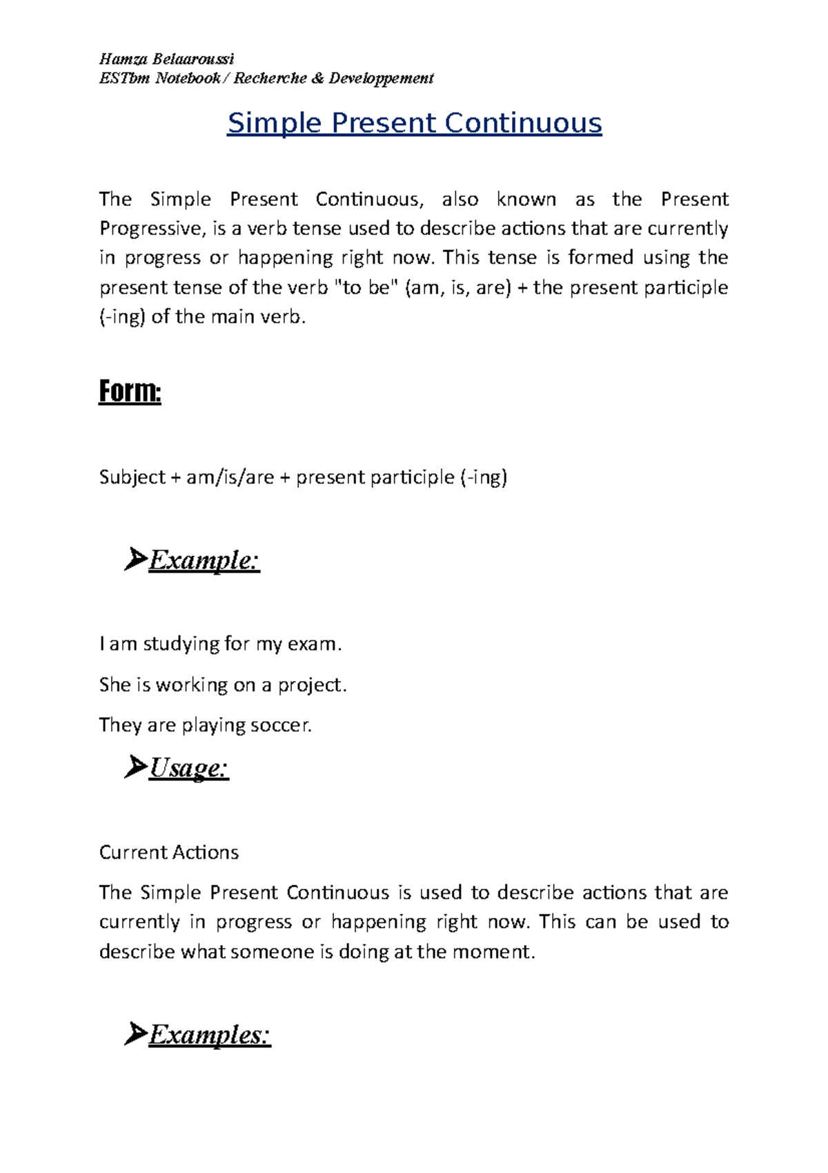 Simple Present Continuous - This tense is formed using the present ...