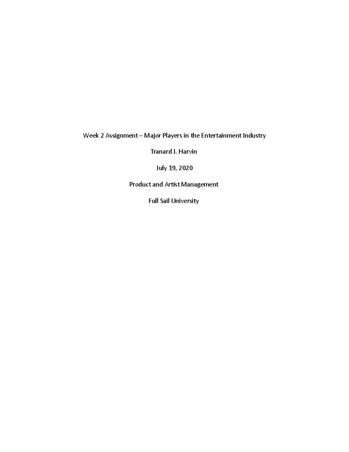 Week 2 Assignment - Major Players - Week 2 Assignment – Major Players ...