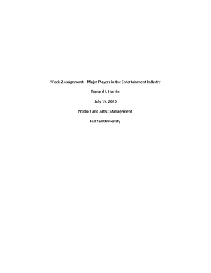 Week 1 Asynchronous Lecture Assignment - Week 1 Asynchronous Lecture Assignment Tranard Harvin ...