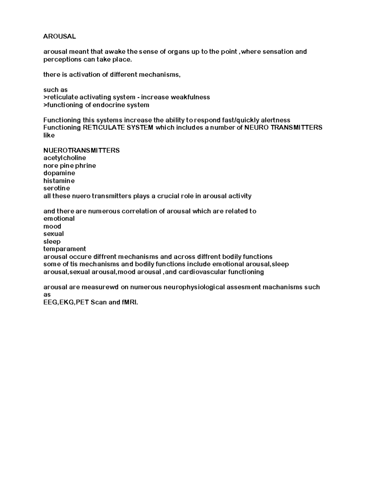 Arousa;l definition - AROUSAL arousal meant that awake the sense of ...