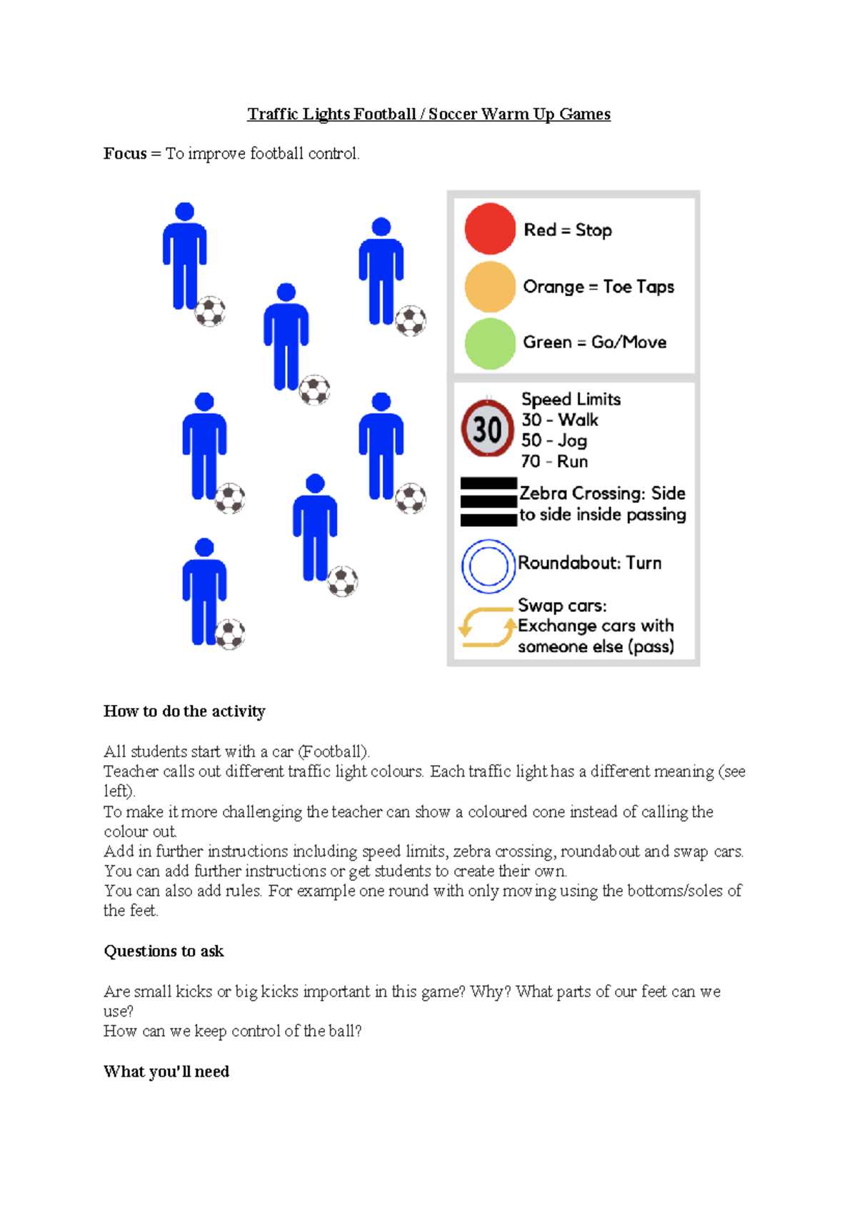 Traffic Lights Football warm up - Traffic Lights Football / Soccer Warm ...