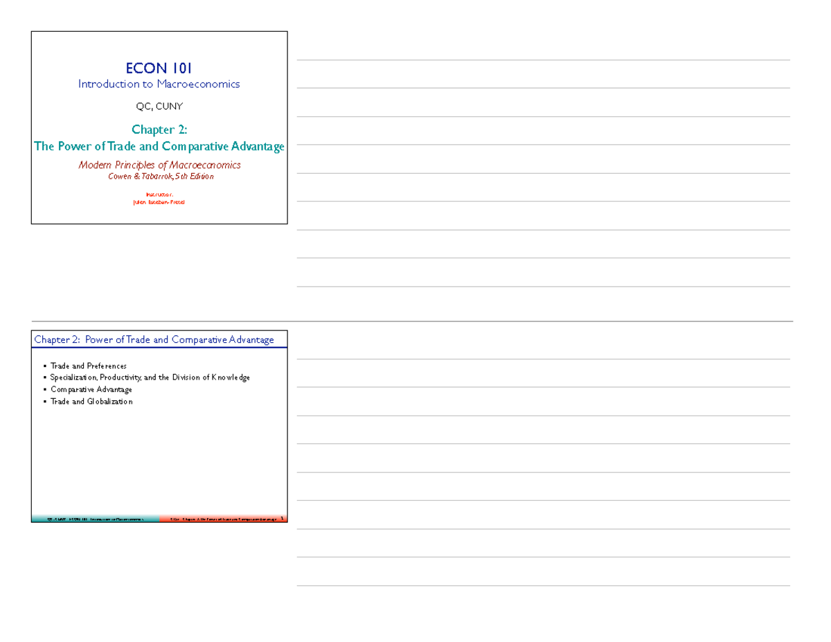 ECON101 CT5e Slides Ch02 - Chapter 2: The Power of Trade and Comparative Advantage Instructor ...