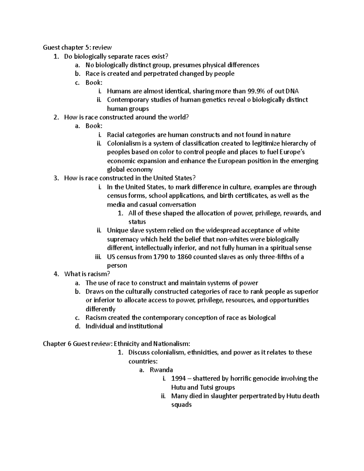 Exam 4 anthro review - Guest chapter 5: review 1. Do biologically ...