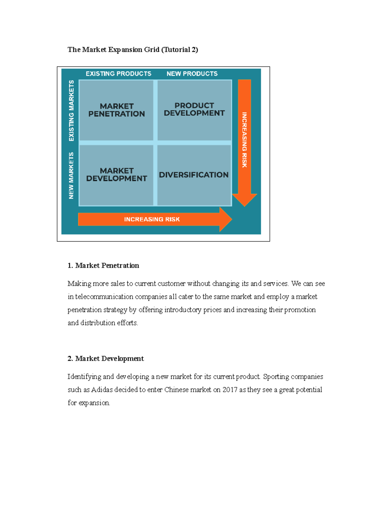 The Market Expansion Grid - business economic - UiTM - Studocu