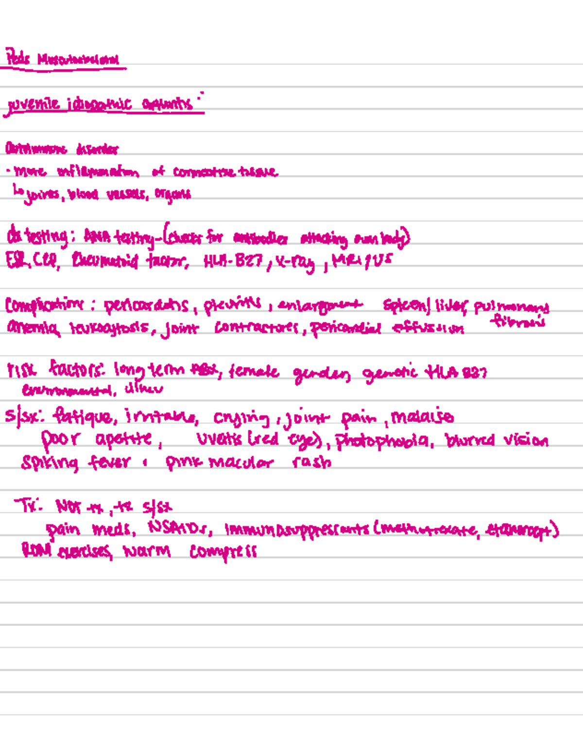 Peds Musculoskeletal Notes - Peds Musculoskeletal Sneidiopathic ...