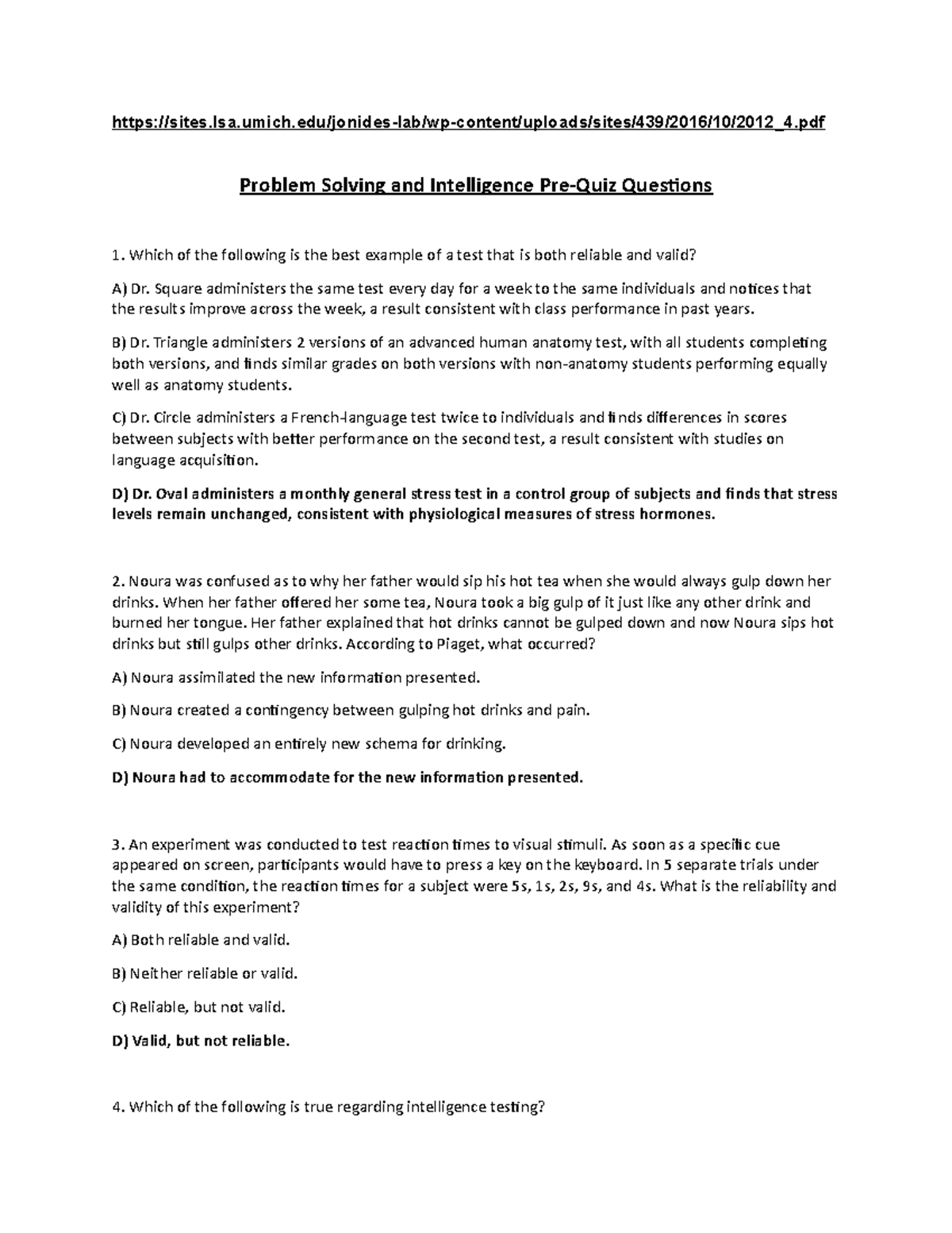 4 - Problem Solving and Intelligence - - Studocu