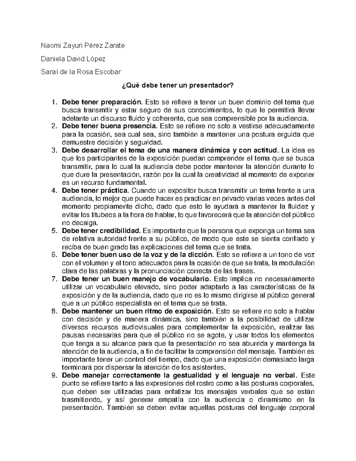 Qué debe tener un presentador 2C MD - Naomi Zayuri Pérez Zarate Daniela ...