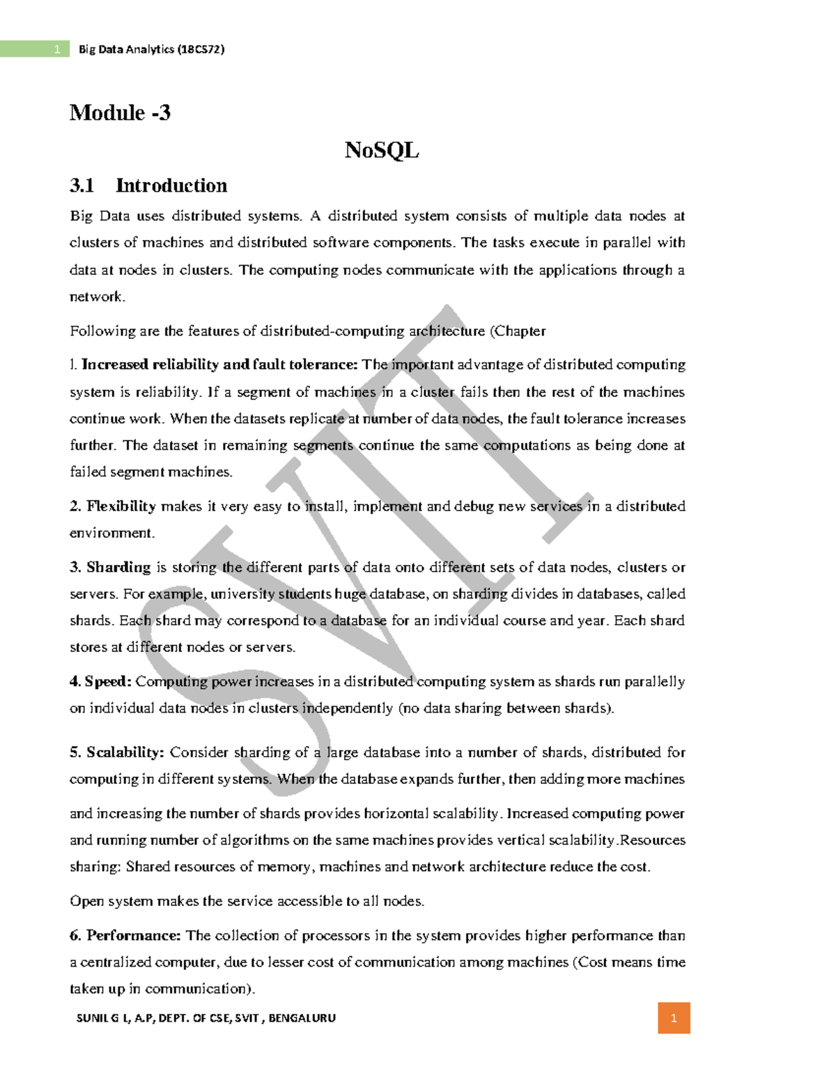 03. BDA (18CS72) Module-3 - Module - NoSQL 3 Introduction Big Data uses distributed systems. A ...