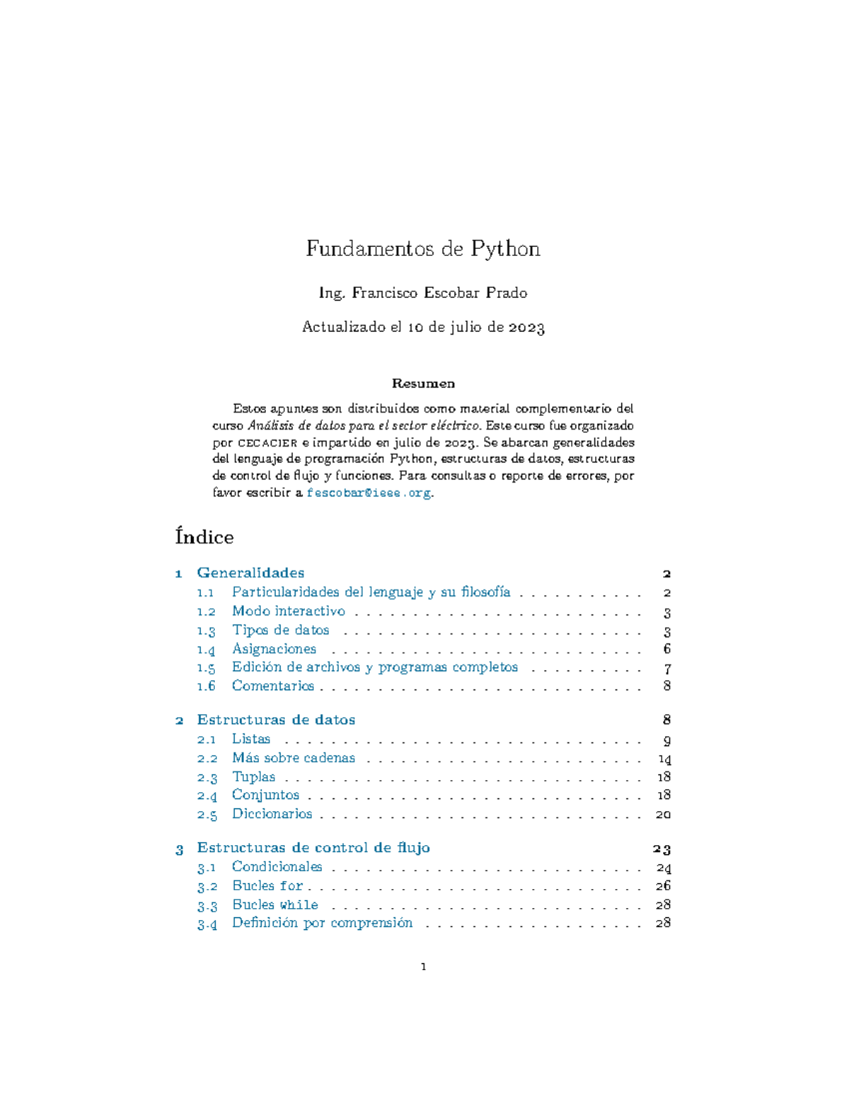 Fundamentos de Python - Apuntes - Fundamentos de Python Ing. Francisco ...