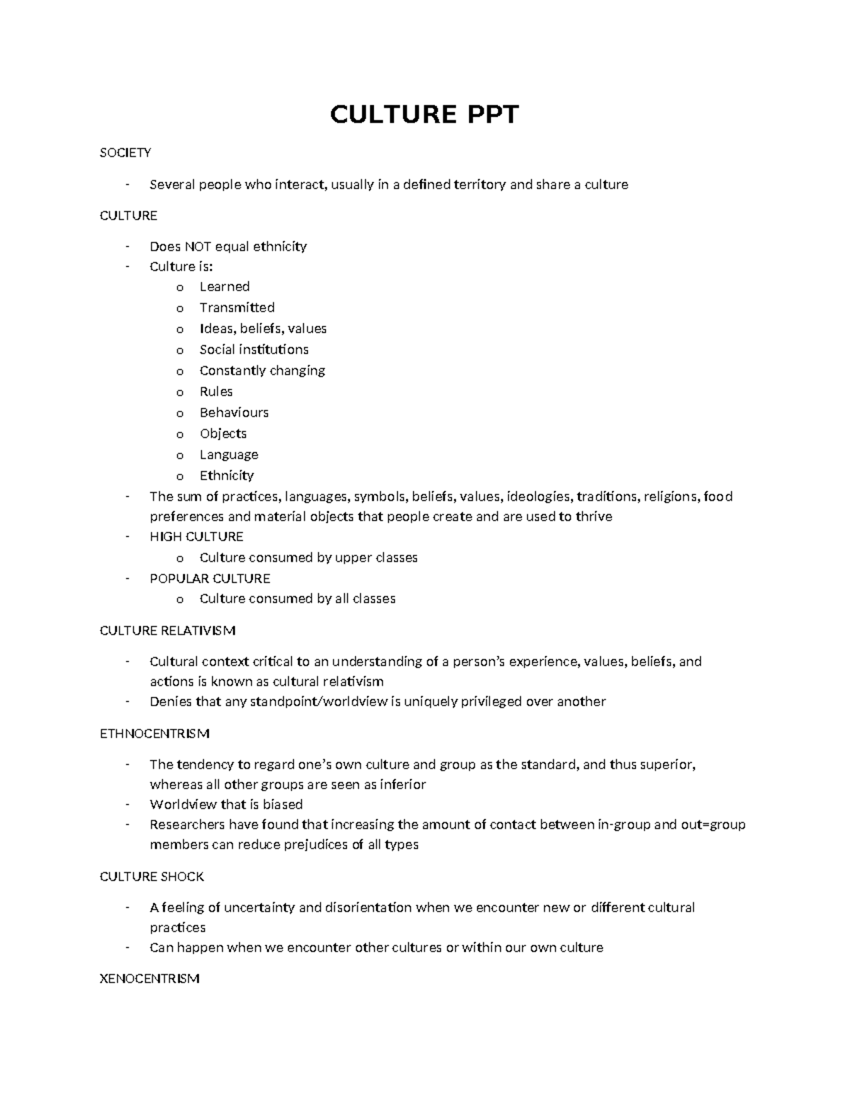 Niagara College - SOCL1100 PPT 5 - Culture - CULTURE PPT SOCIETY ...