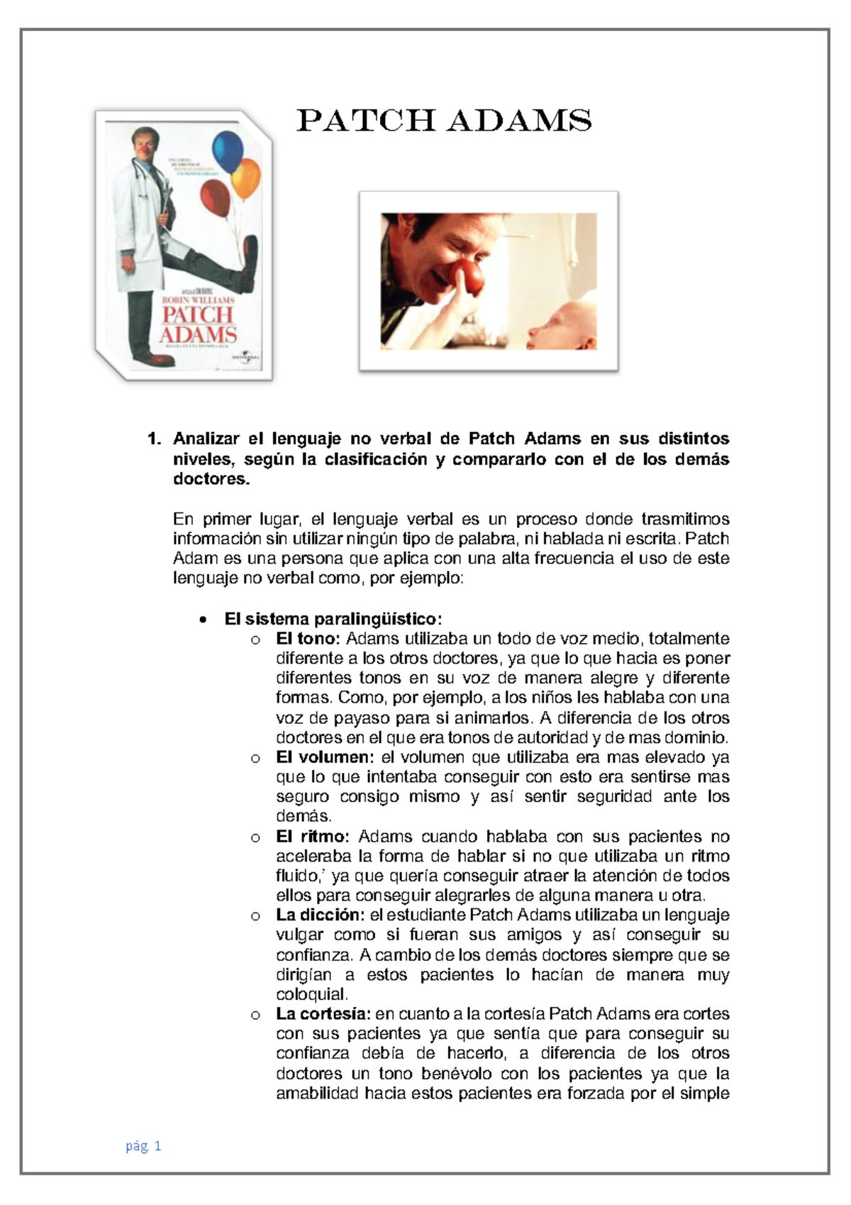 Patch Adams - Summary Technical English - rafa Patch Adams Analizar el lenguaje no verbal de ...