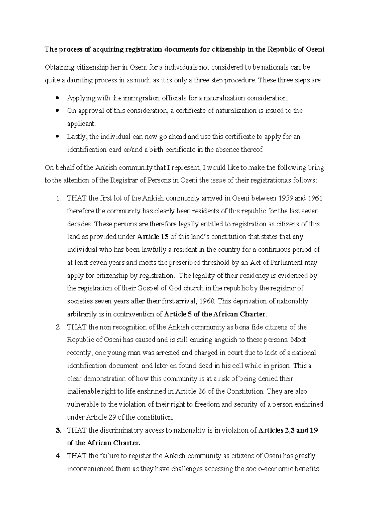 The process of acquiring registration documents for citizenship in the ...