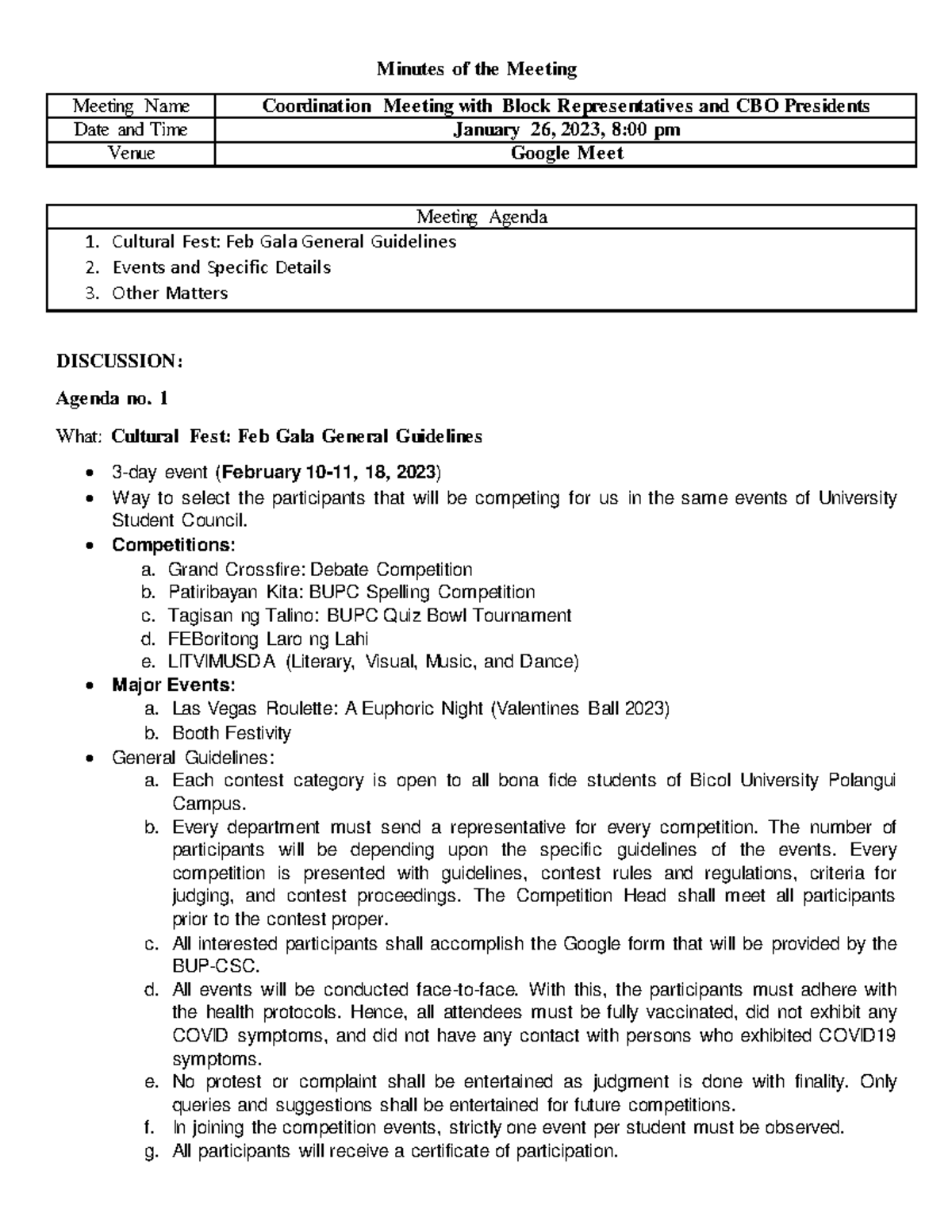 Minutes of the Meeting CBO Presidents and Block Representatives ...