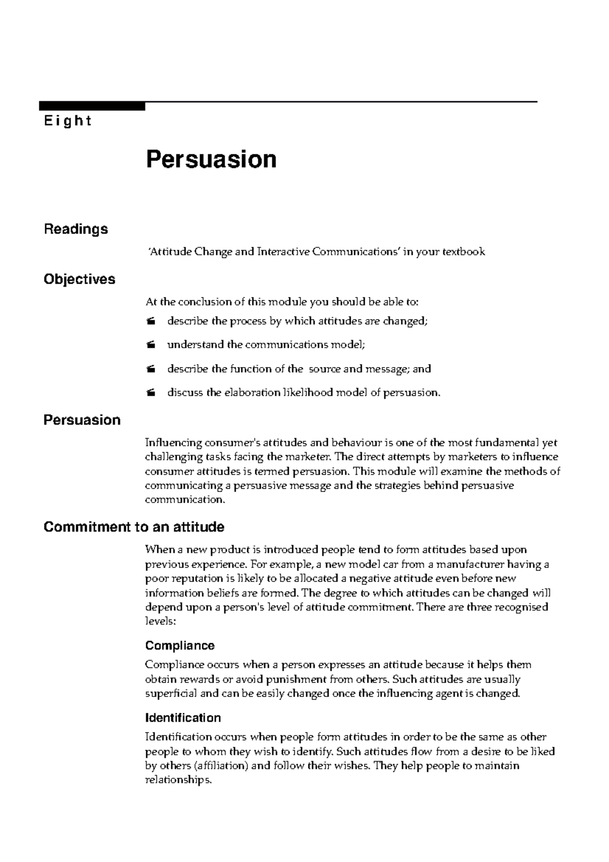 Consumer Behaviour MKT2608 Topic (Week) 8, Persuasion. Sem 2, 2017 ...