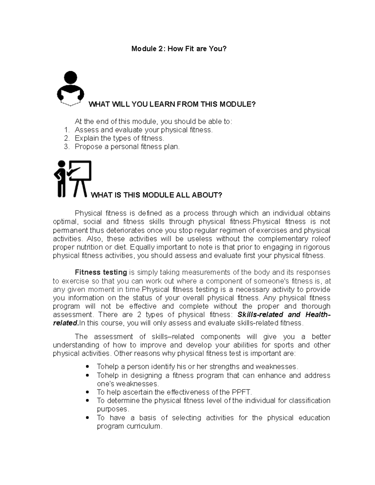 GPE 1 Module 2 - unknown - Module 2: How Fit are You? WHAT WILL YOU ...