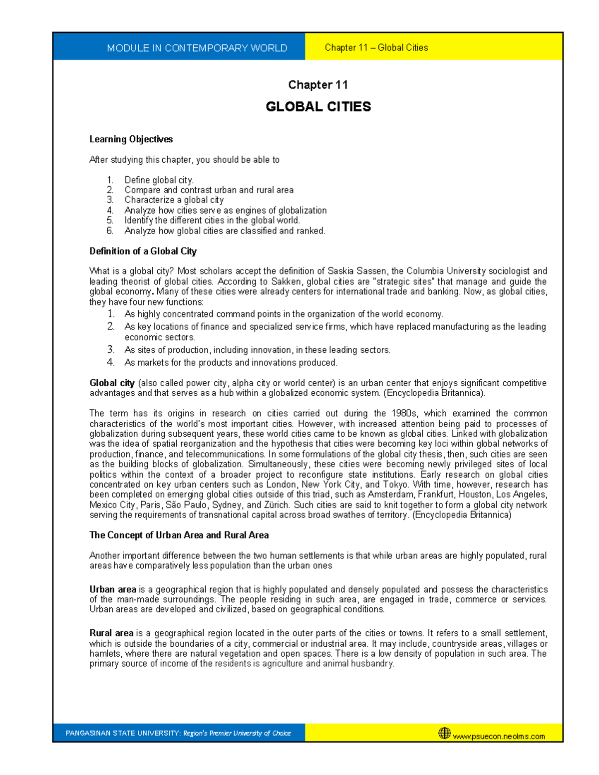 Study- Guide-Global-City - Chapter 11 GLOBAL CITIES Learning Objectives ...