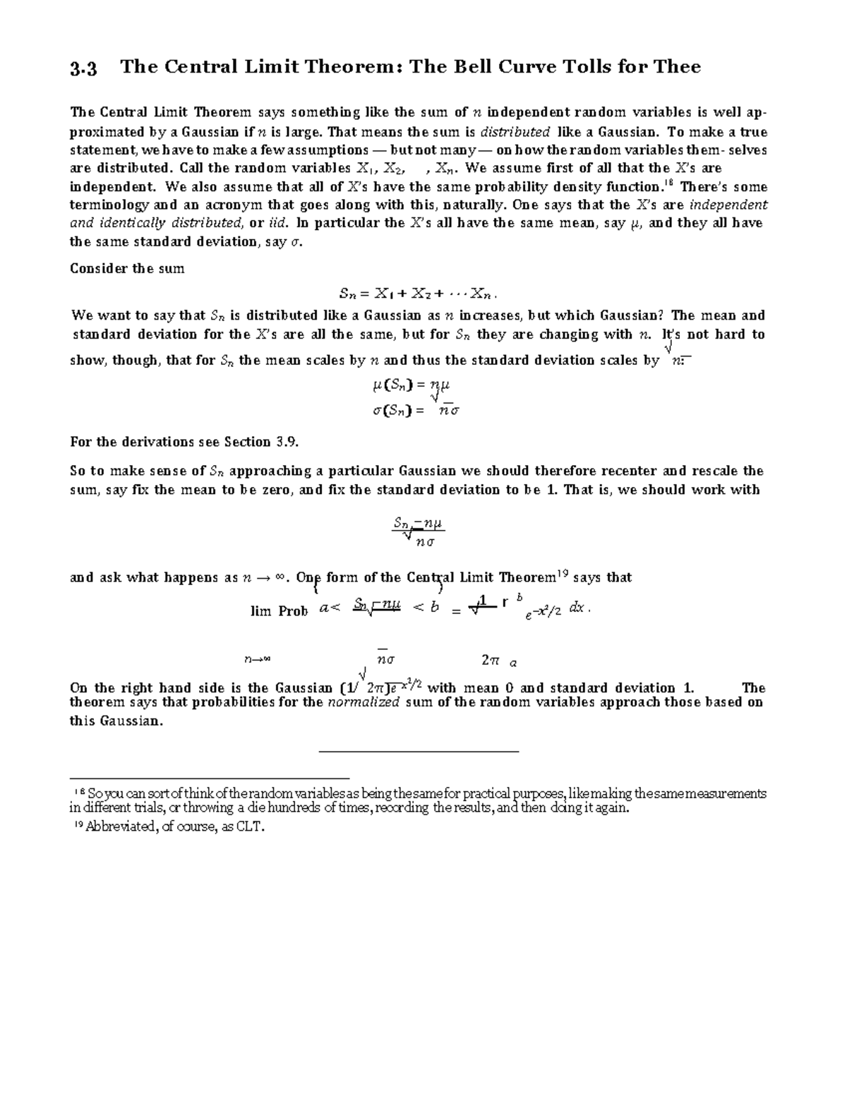 The Central Limit Theorem That Means The Sum Is Distributed Like A