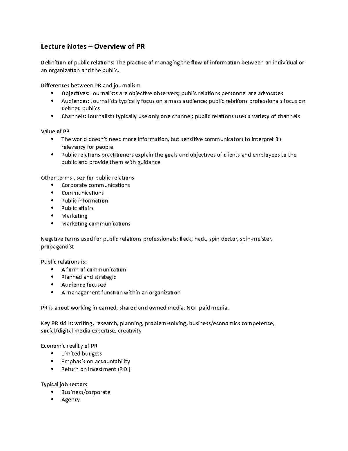 1 - Overview - lecture notes - Lecture Notes – Overview of PR ...