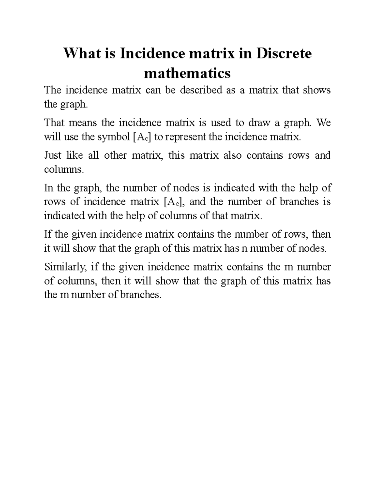 Incidence Matrix and Implication - What is Incidence matrix in Discrete ...