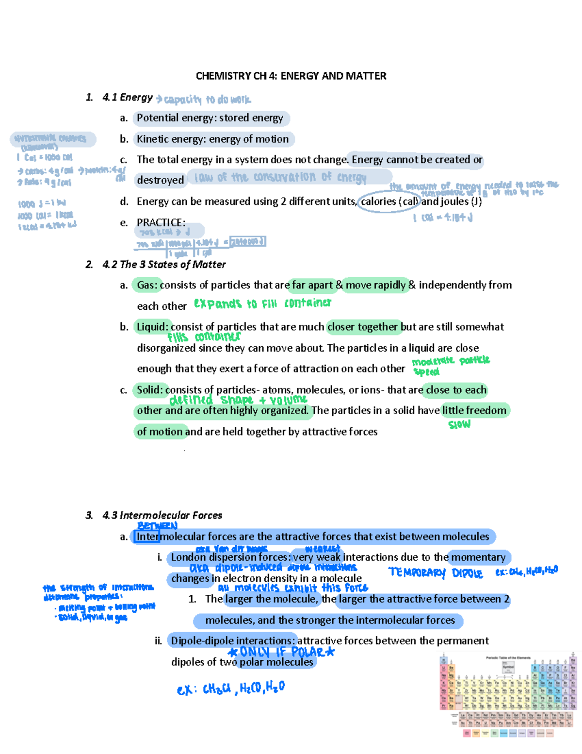 Chemistry CH 4: Energy and Matter - CHEMISTRY CH 4: ENERGY AND MATTER 4 ...