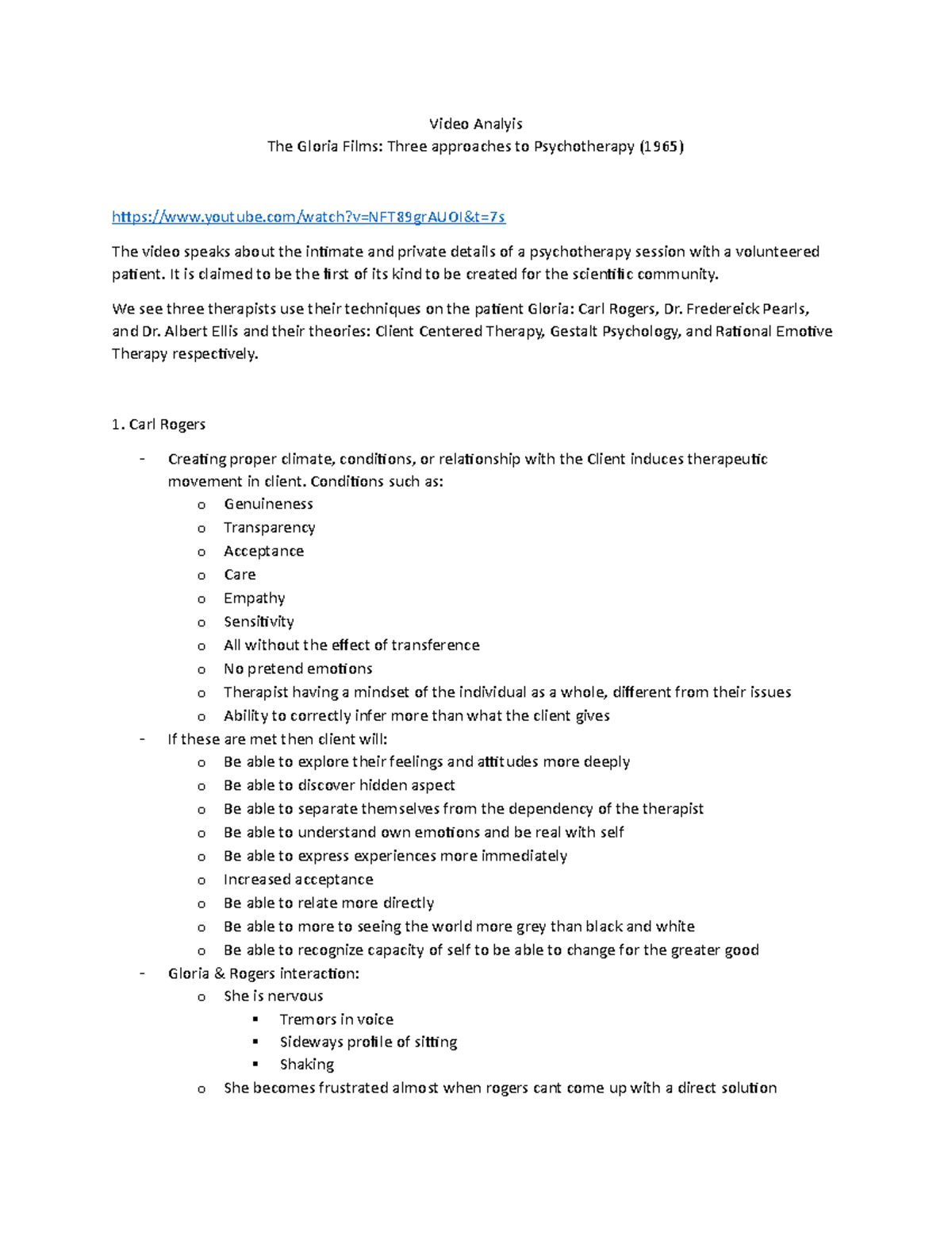 Counselling - Video Analysis mini assignment - Psychology - BU - Studocu