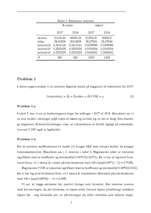 Hjemmeaflevering 1 - Økonometri A Obligatorisk opgave 1 Antal sider ...