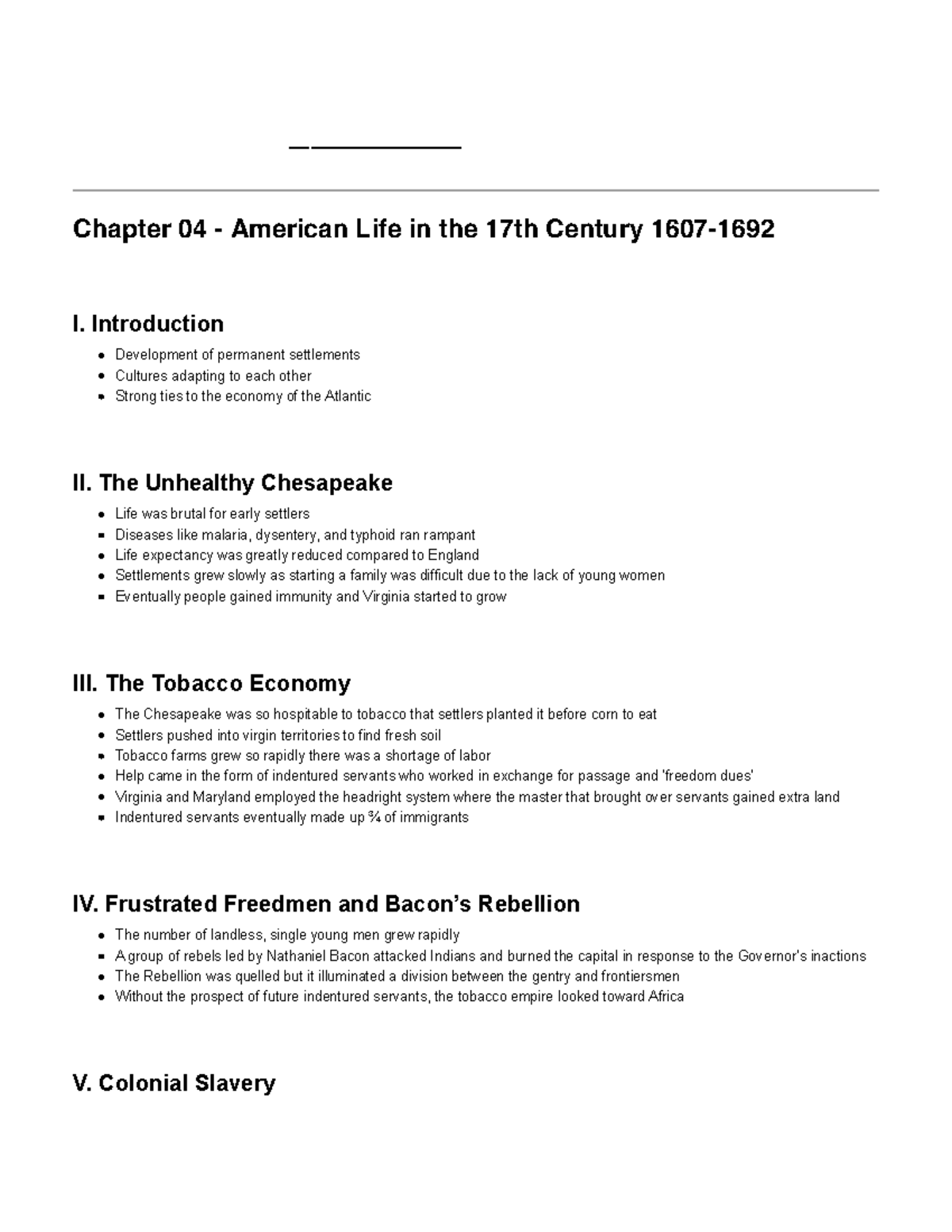 Chapter 04 - American Life in the 17th Century 1607-1692 - Introduction ...