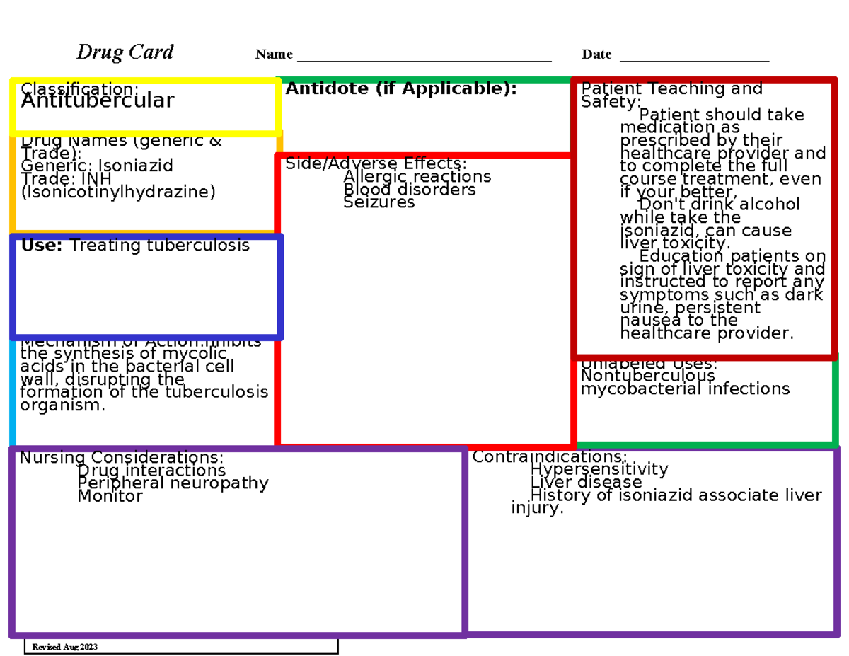 Copy of Drug card #6 - Drug card - Drug Card Name ...