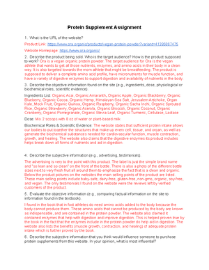 Protein Supplement Assignment - Ariyana Cooper February 13, 2023 NUTR ...