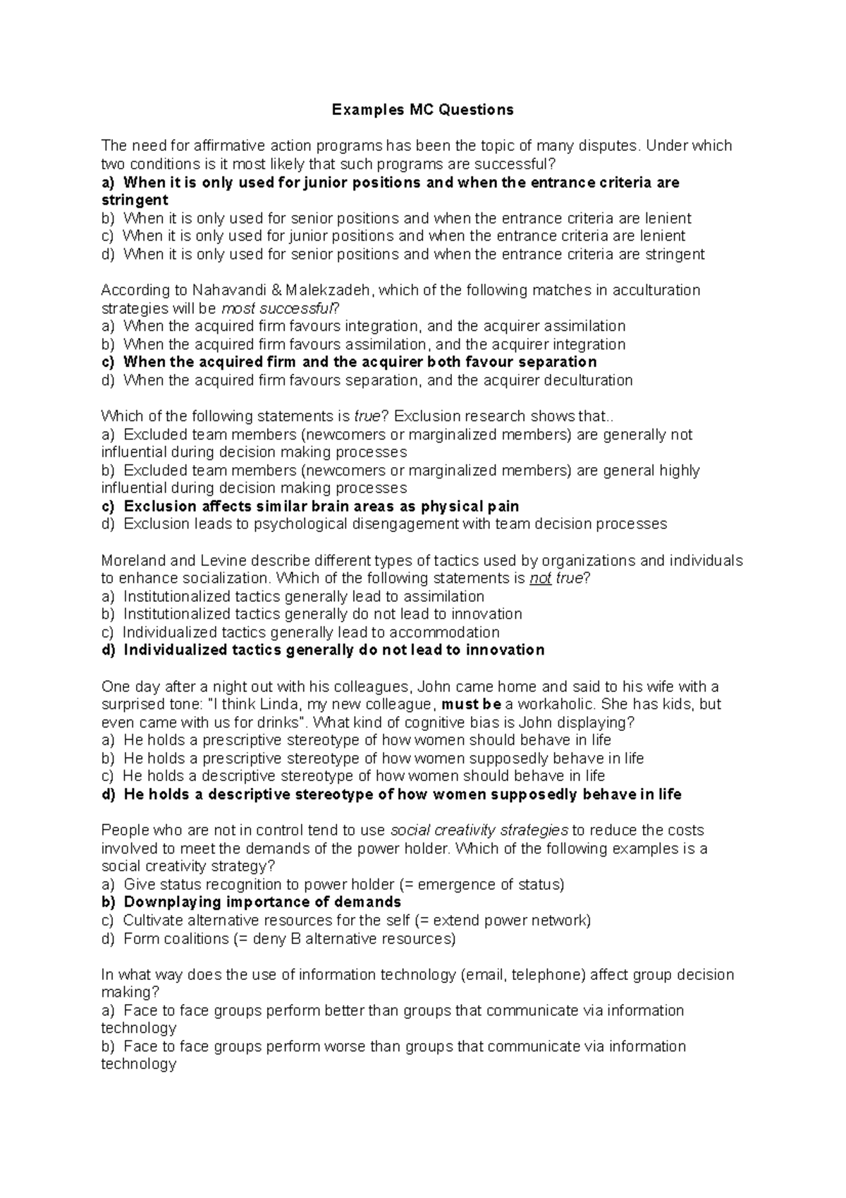 Sample/practice exam 3 September 2012, questions and answers - Examples ...