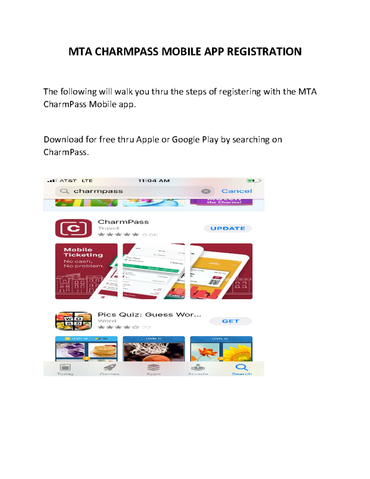 MTA Charmpass Mobile APP USER DOC (1) (2) 3 - MTA CHARMPASS MOBILE APP REGISTRATION The ...