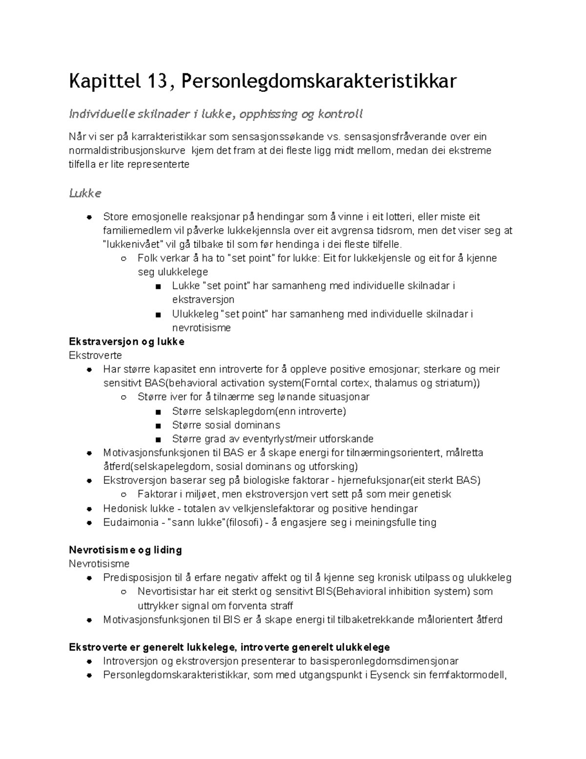 Kapittel 13, Personlegdomskarakteristikkar - Kapittel 13, Personlegdomskarakteristikkar ...