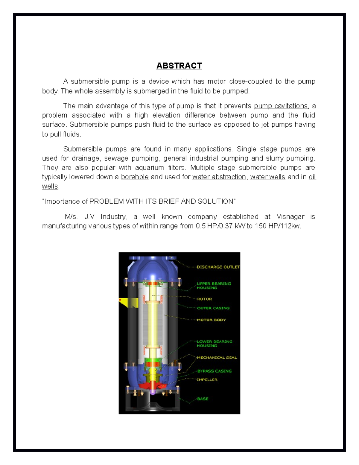 Project Report on To Modify Impeller Of Submersible Pump - ABSTRACT A ...