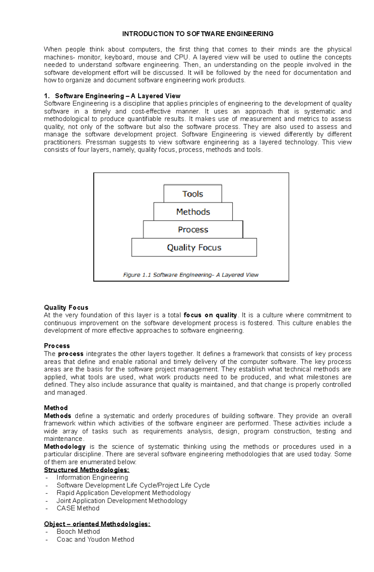 Introduction TO Software Engineering - INTRODUCTION TO SOFTWARE ...