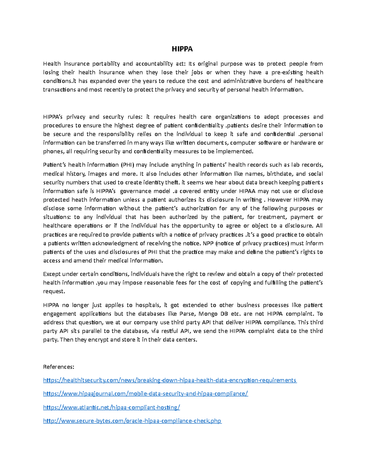 Hippa - essay - HIPPA Health insurance portability and accountability ...