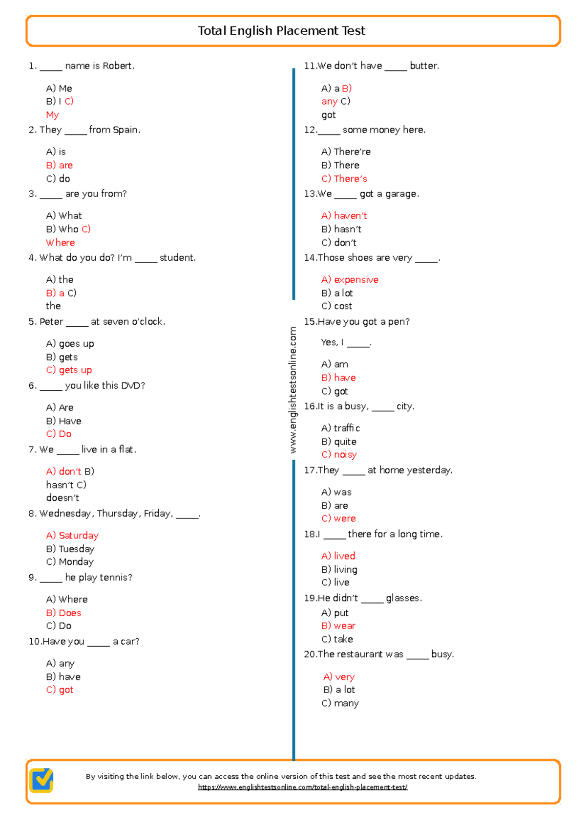 699 total-english-placement-test englishtestsonline.com (1 ...