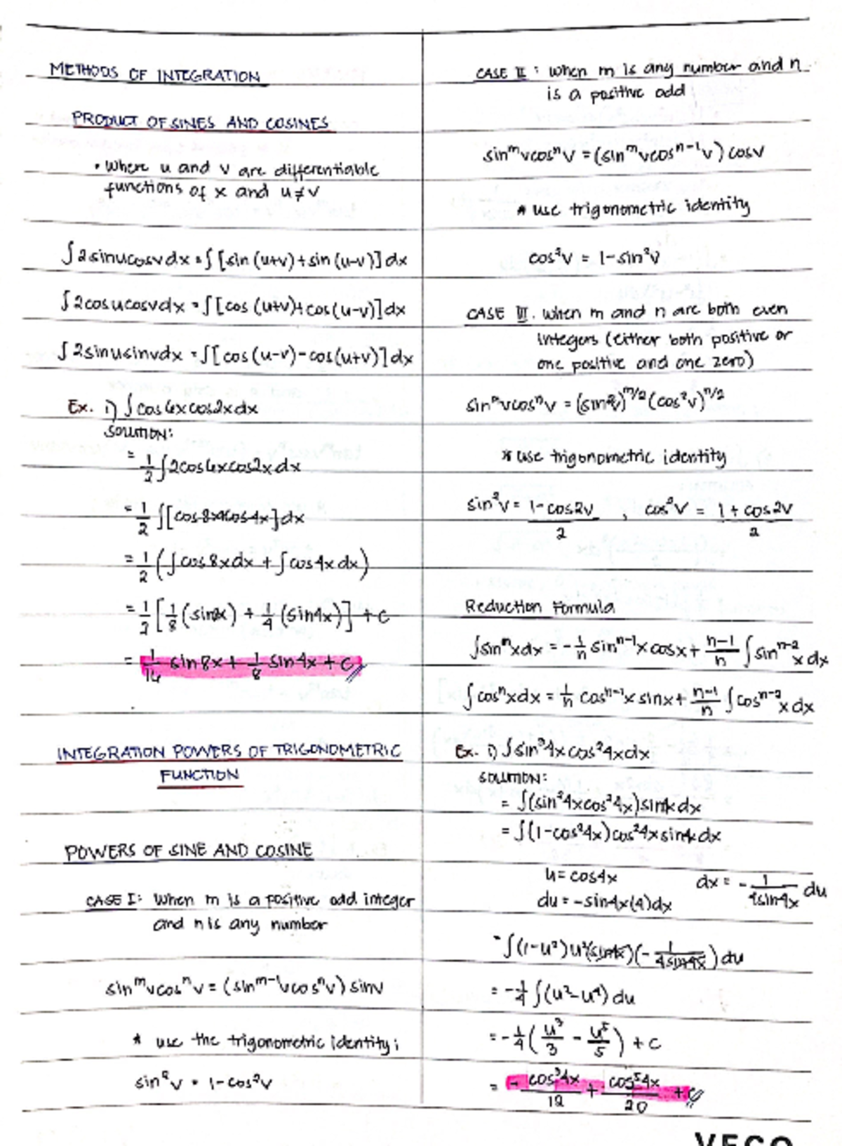 Methods of Integration - Engineering Calculus 2 - Studocu