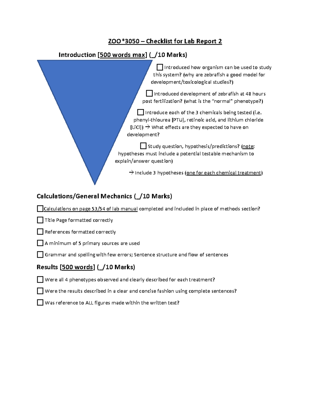 LAB 5 checklist - self explanatory - ZOO*3050 – Checklist for Lab ...