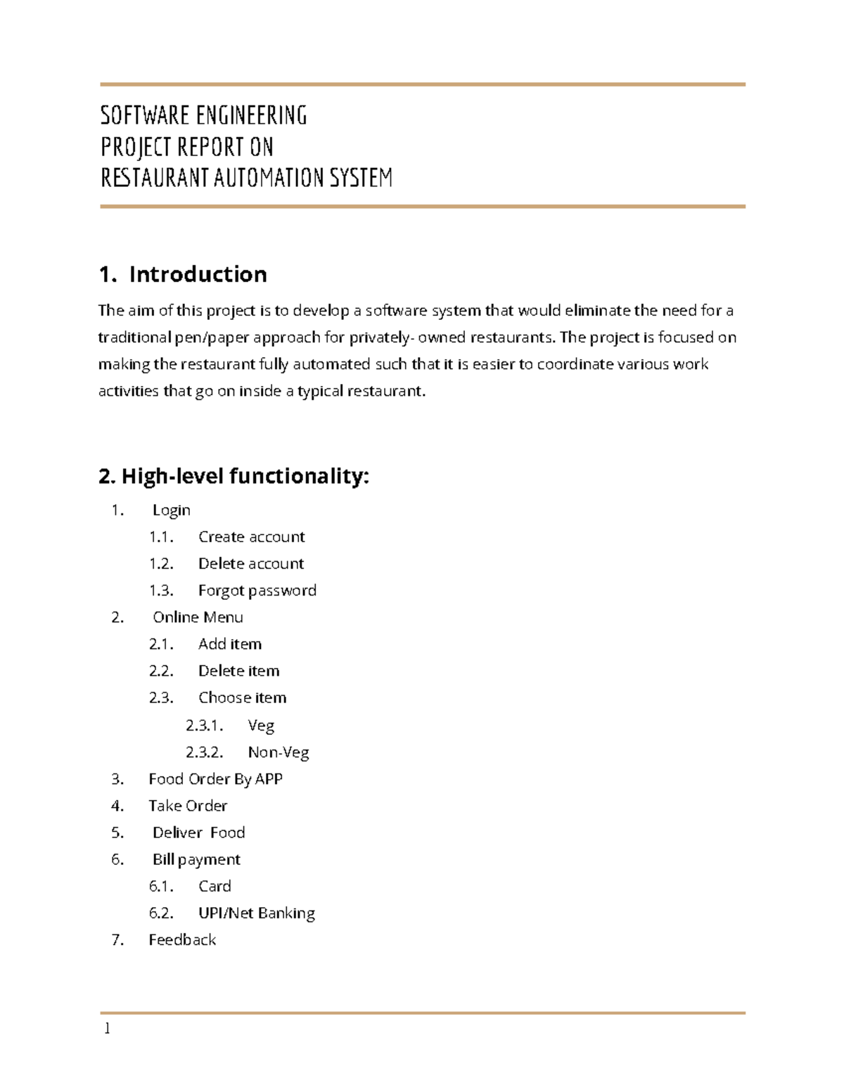 Report on restaurant management system - Computer Programming/Engineering Mechanics - Studocu