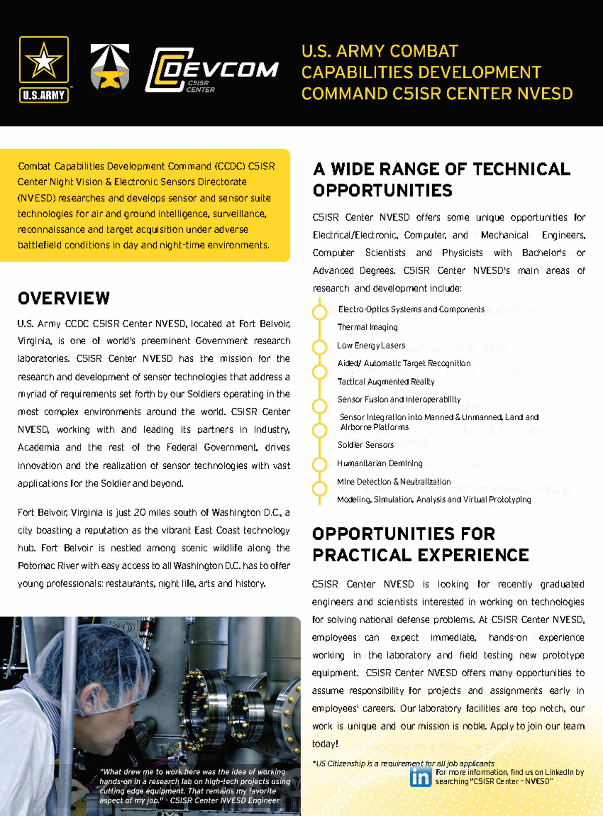 C5ISR Center Nvesd - Hand out - Combat Capabilities Development Command ...