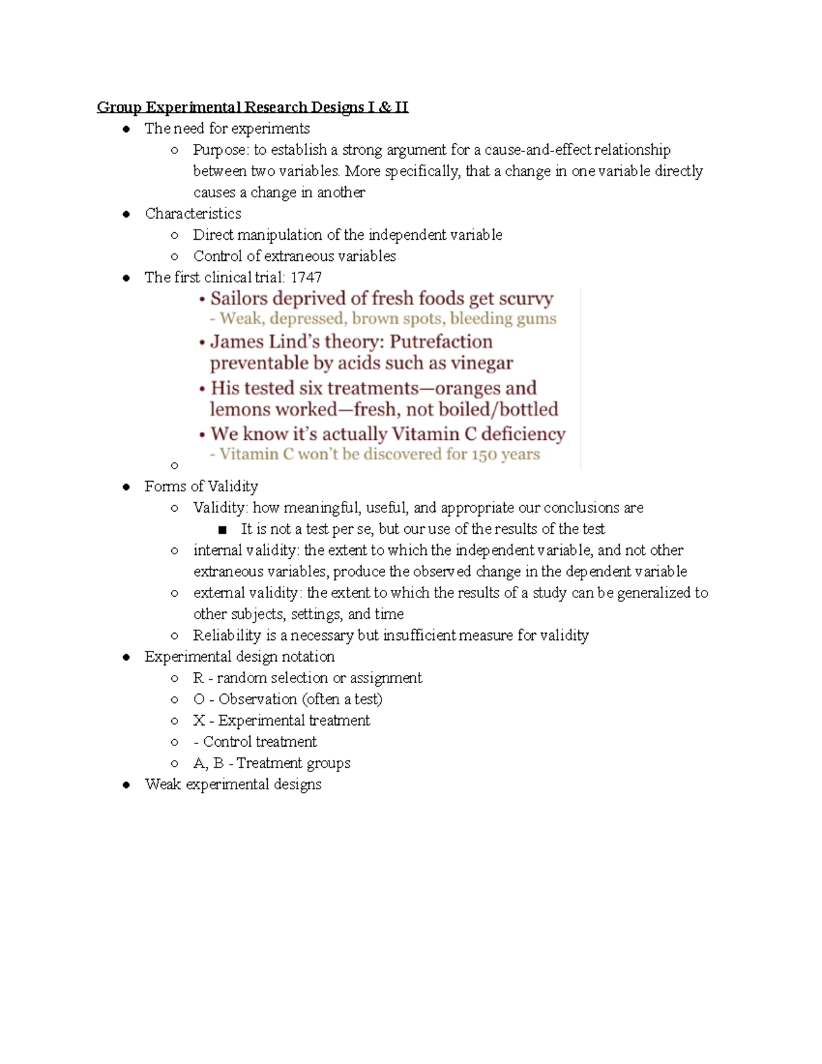 Week 11 Lecture Notes - Group Experimental Research Designs I & II The ...
