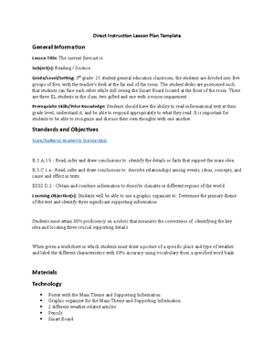 D164 Task 1 - Lesson Plan Assignment - Elementary Disciplinary Literacy ...