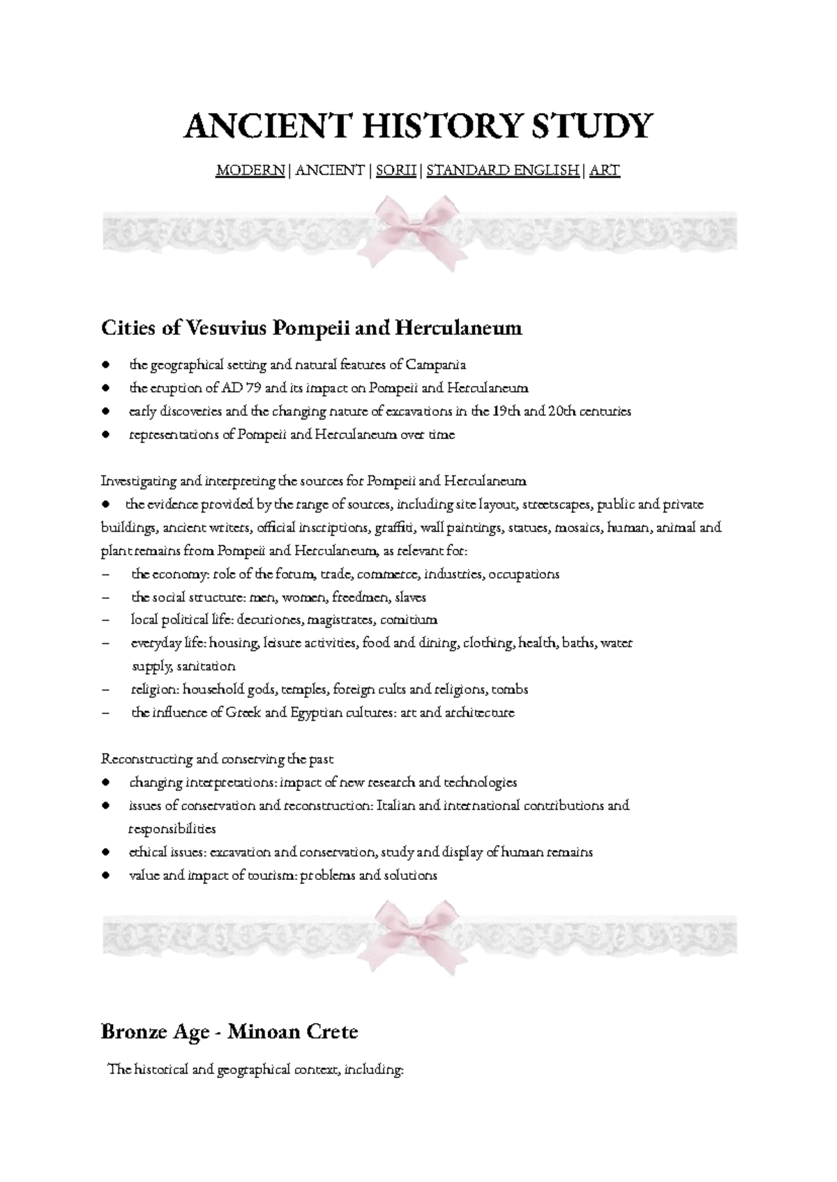 Ancient History Syllabus Vesuvius, Minoan Crete, Agrippina and Augustus ...