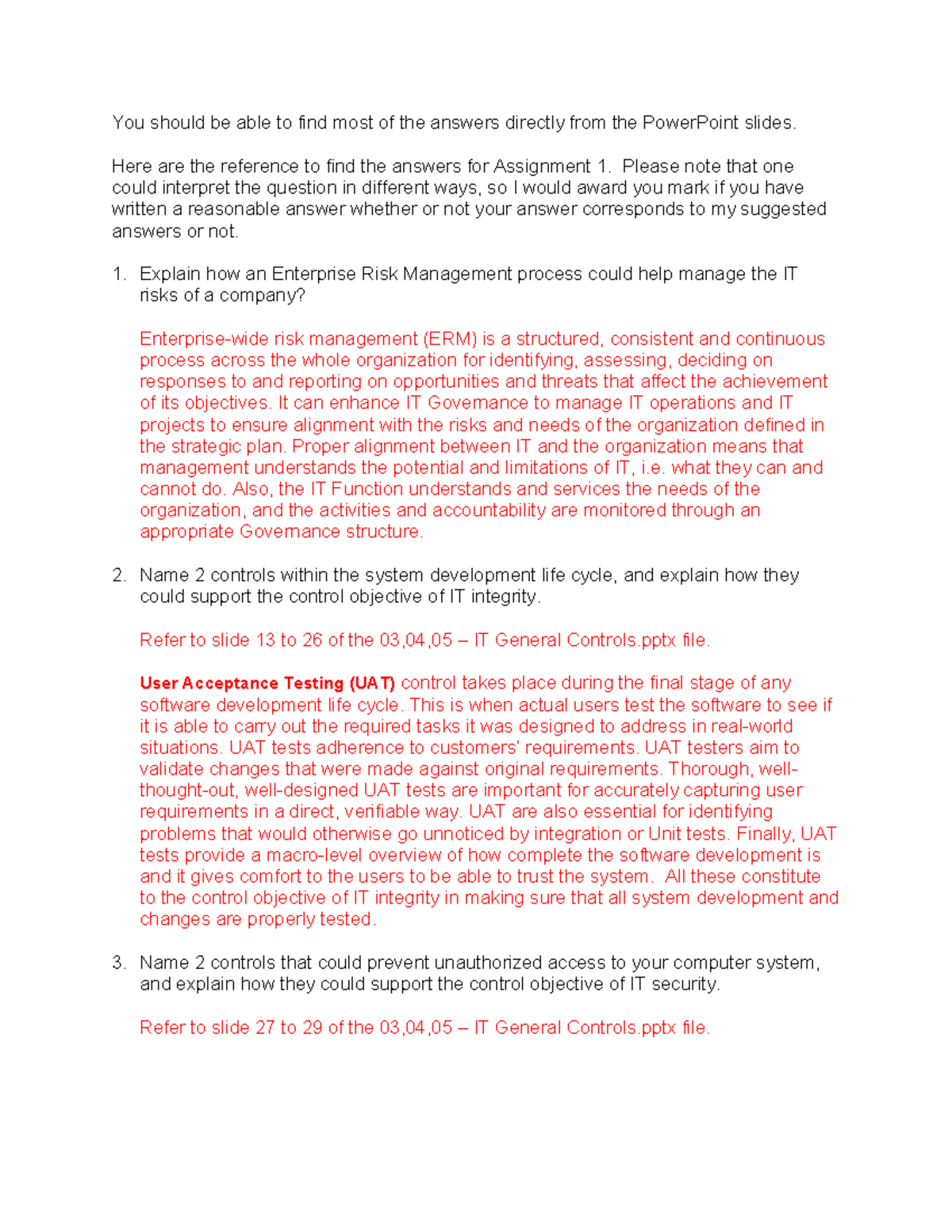 Assignment 1 solutions - You should be able to find most of the answers ...