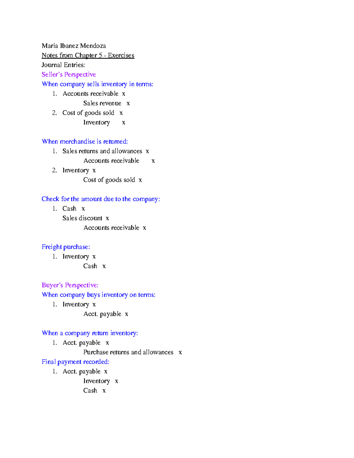Accounting Midterm 2 - Study guide - Maria Ibanez Mendoza Notes from ...